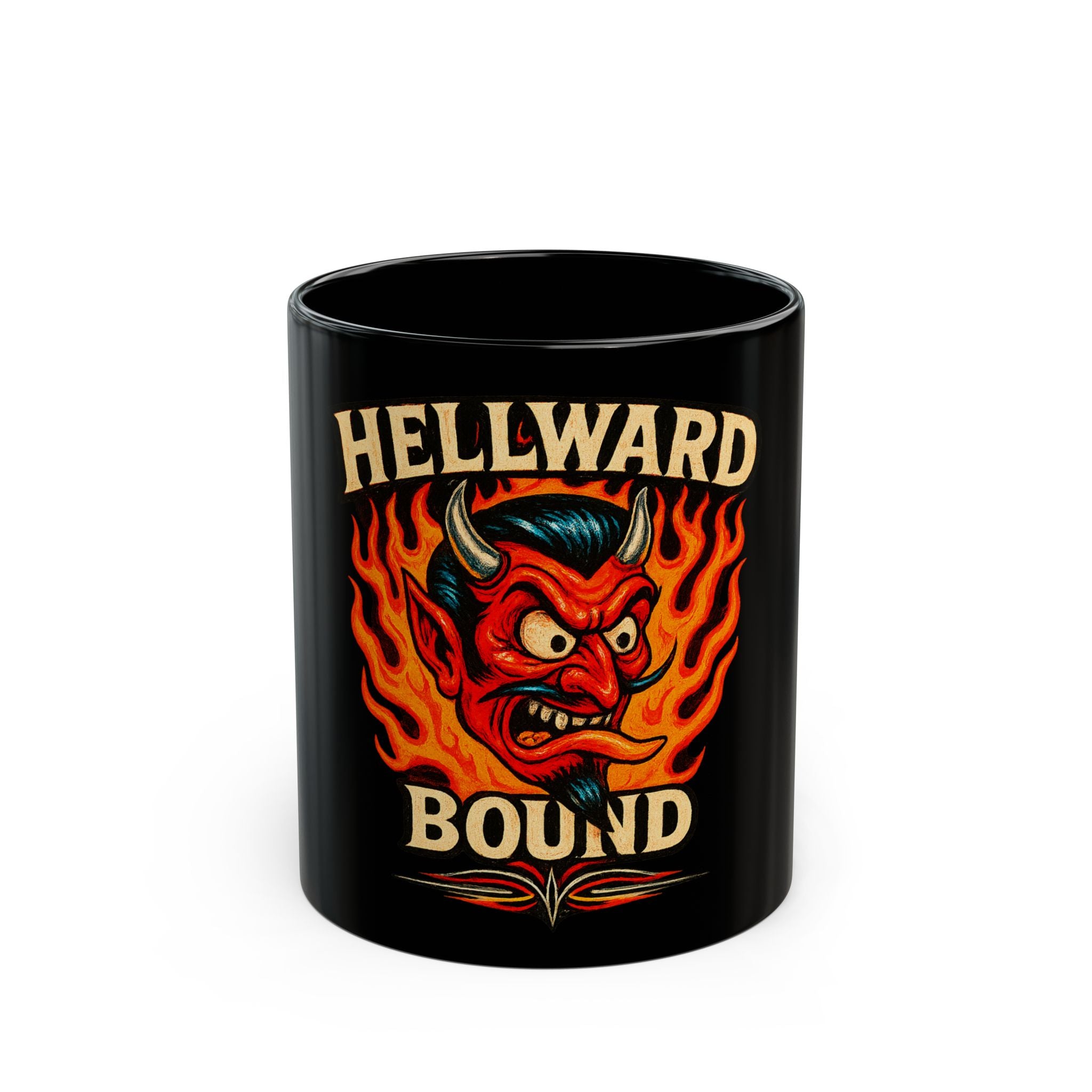 Hellward Bound Devil Mug | Rockabilly Hot Rod Flame Coffee Cup – Retro ...